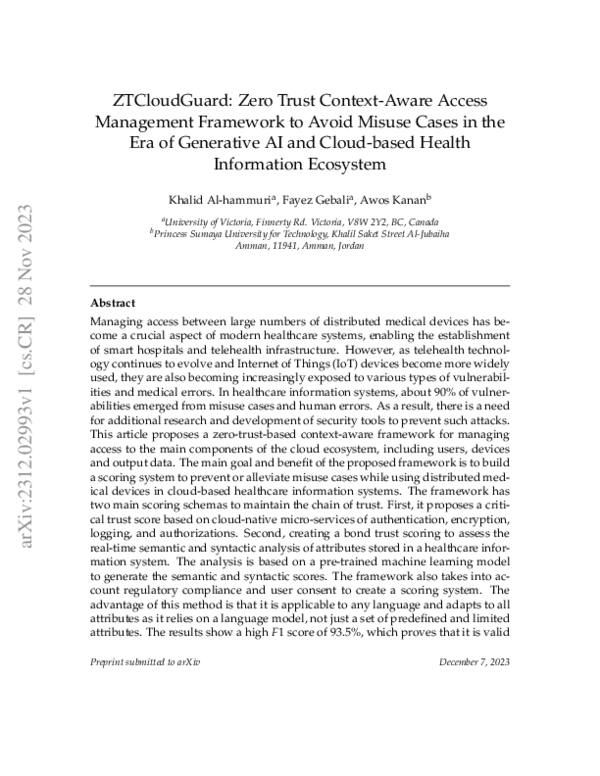 Pdf Ztcloudguard Zero Trust Context Aware Access Management