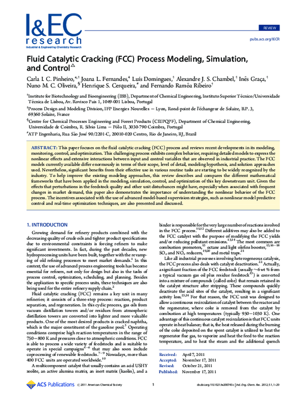 (PDF) Fluid Catalytic Cracking (FCC) Process Modeling, Simulation, and ...