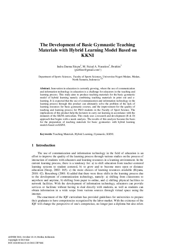 (PDF) The Development of Basic Gymnastic Teaching Materials with Hybrid Learning Model Based on KKNI