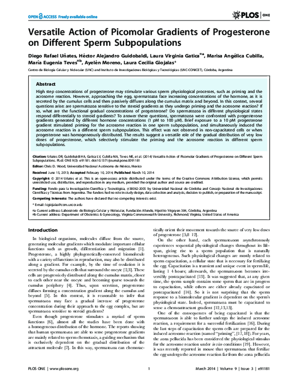 (PDF) Versatile Action of Picomolar Gradients of Progesterone on ...