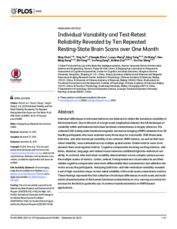 (PDF) Individual Variability and Test-Retest Reliability Revealed by ...