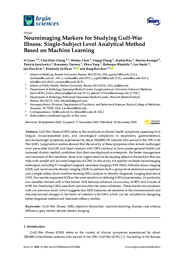 (PDF) Neuroimaging Markers for Studying Gulf-War Illness: Single-Subject Level Analytical Method ...
