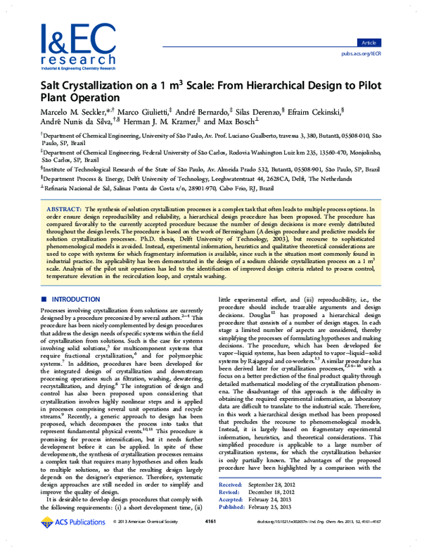 (PDF) Salt Crystallization on a 1 m3 Scale: From Hierarchical Design to ...