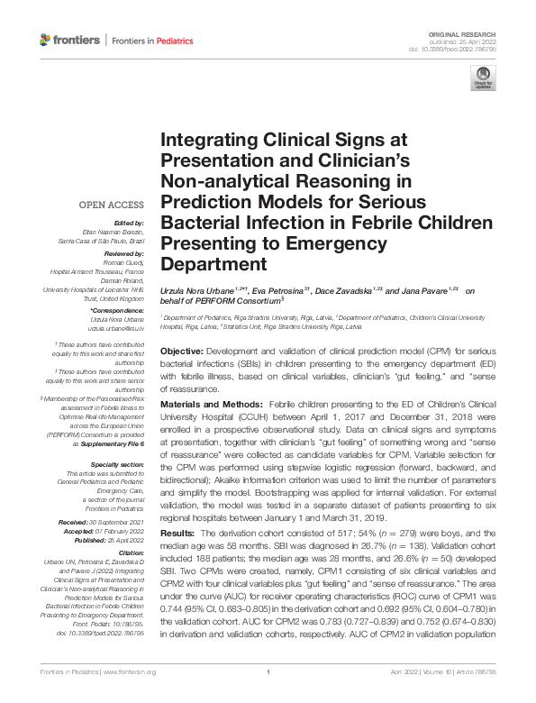 (PDF) Integrating Clinical Signs at Presentation and Clinician's Non ...