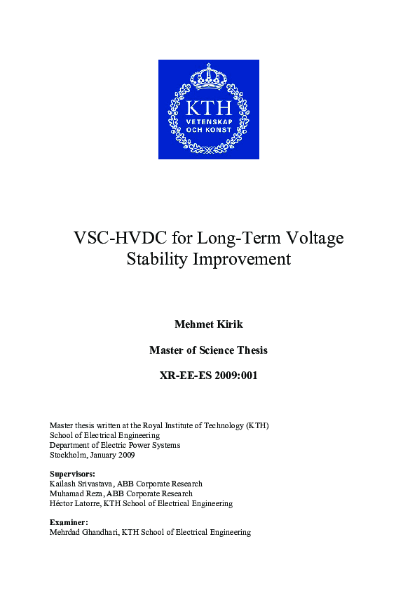 (PDF) VSC-HVDC for Long-Term Voltage Stability Improvement