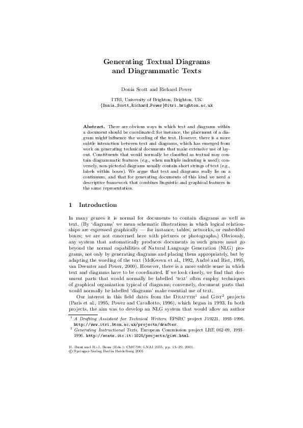 (PDF) Generating Textual Diagrams and Diagrammatic Texts