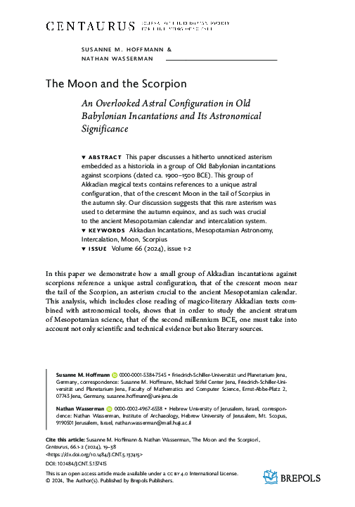 (PDF) The Moon and the Scorpion. An Overlooked Astral Configuration in ...