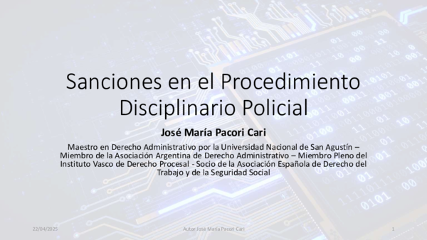 (PDF) SANCIONES EN EL PROCEDIMIENTO DISCIPLINARIO POLICIAL - DIAPOSITIVAS - AUTOR JOSÉ MARÍA ...