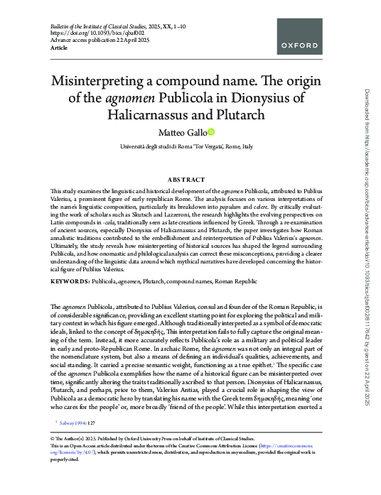 (PDF) Misinterpreting a compound name. The origin of the agnomen ...