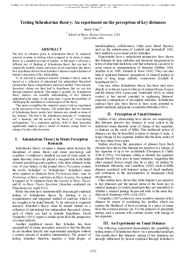 (PDF) Testing Schenkerian theory: an experiment on the perception of ...