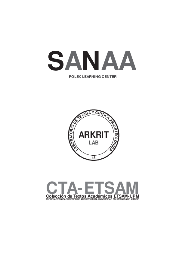 (PDF) SANAA, Rolex Learning Center