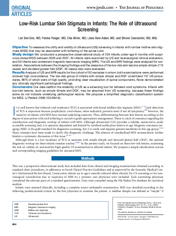 (PDF) Low-Risk Lumbar Skin Stigmata in Infants: The Role of Ultrasound ...