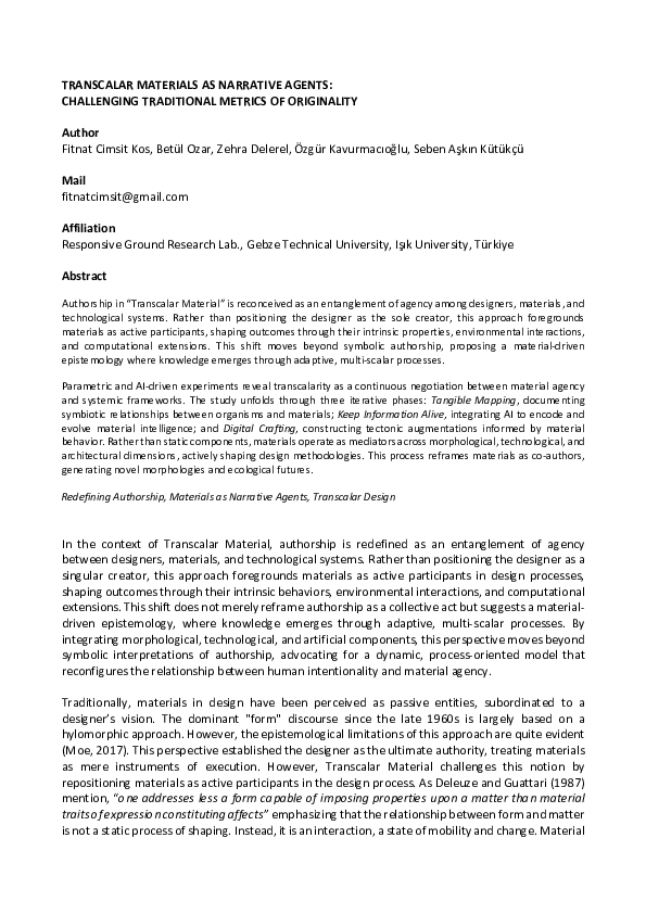 (PDF) Transcalar Materials as Narrative Agents: Challenging Traditional ...