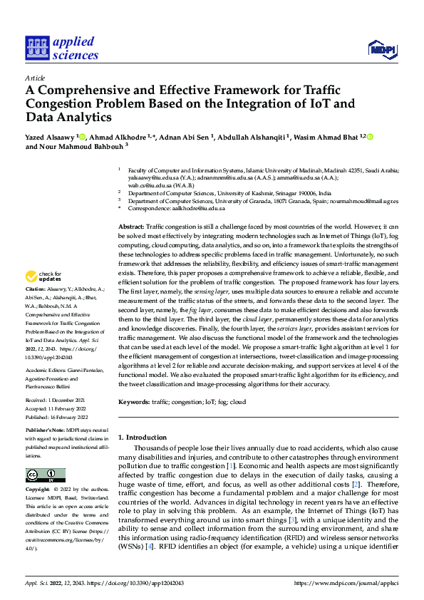 (PDF) A Comprehensive and Effective Framework for Traffic Congestion Problem Based on the ...