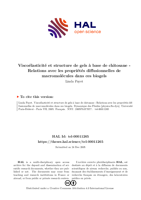 (PDF) Viscoelasticity and structure of gels with chitosan - Relations ...