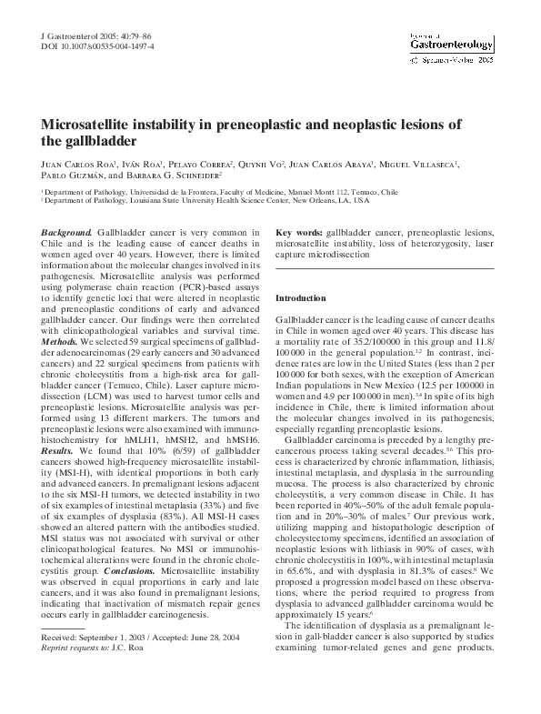 (PDF) Microsatellite instability in preneoplastic and neoplastic ...