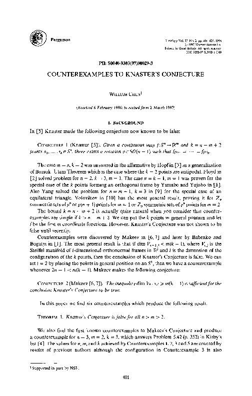 (PDF) Counterexamples to Knaster's conjecture