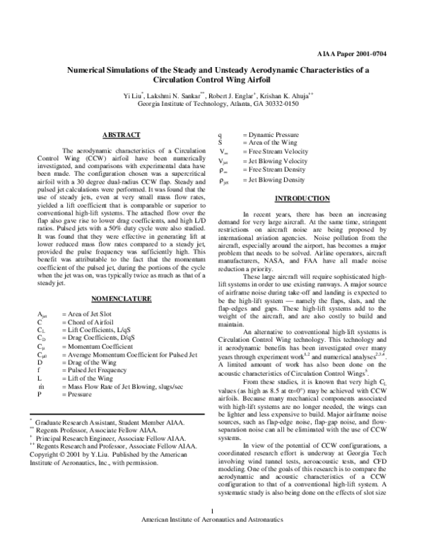 (PDF) Numerical simulations of the steady and unsteady aerodynamic ...