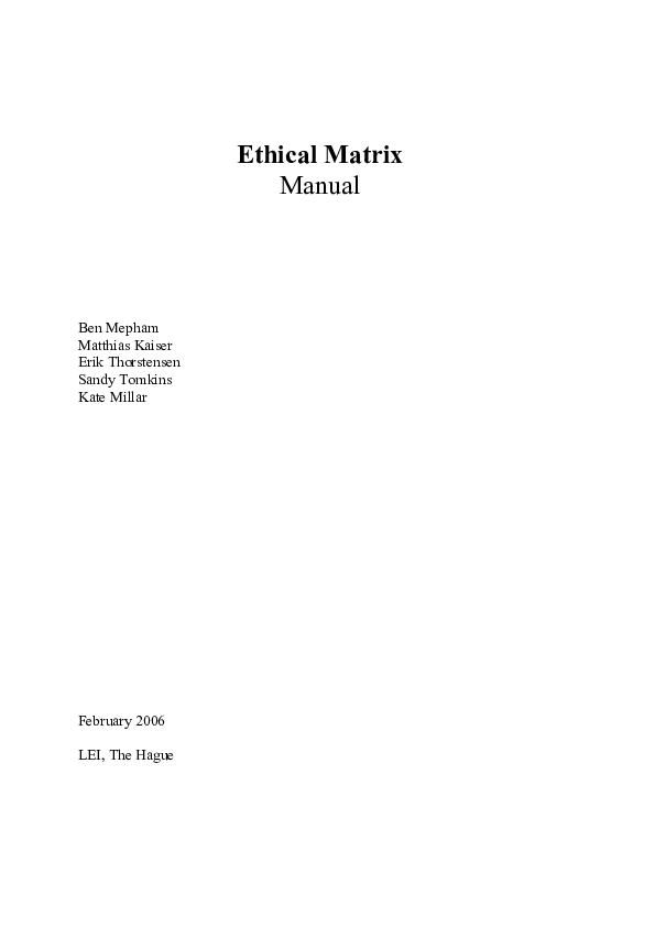 (PDF) Ethical Matrix Manual