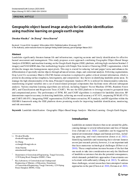 Pdf Geographic Object Based Image Analysis For Landslide Identification Using Machine Learning