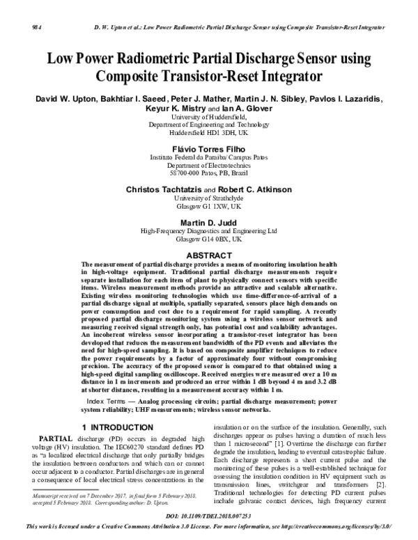 (PDF) Low power radiometric partial discharge sensor using composite ...
