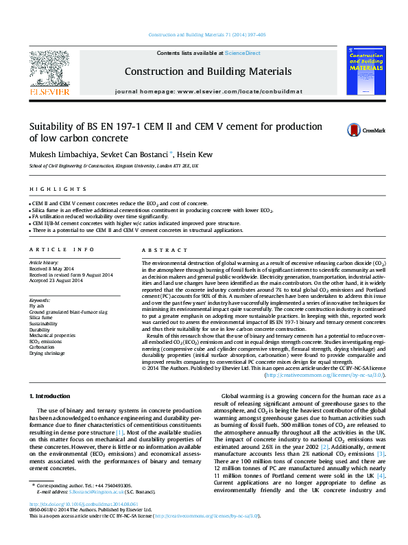 (PDF) Suitability of BS EN 197-1 CEM II and CEM V cement for production ...