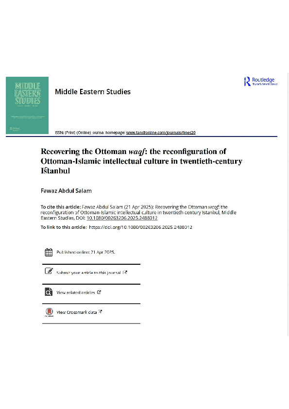 (PDF) Recovering the Ottoman waqf: the reconfiguration of Ottoman ...
