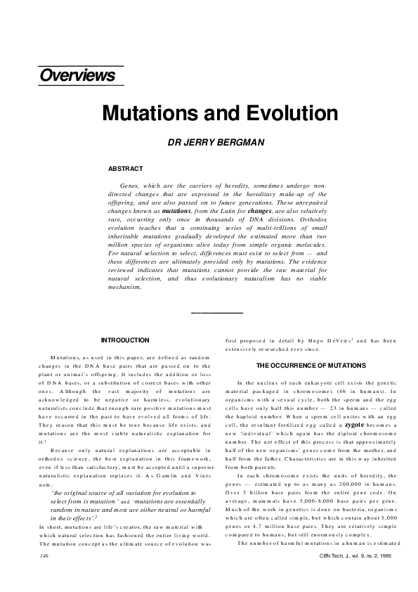 (PDF) Mutations and Evolution