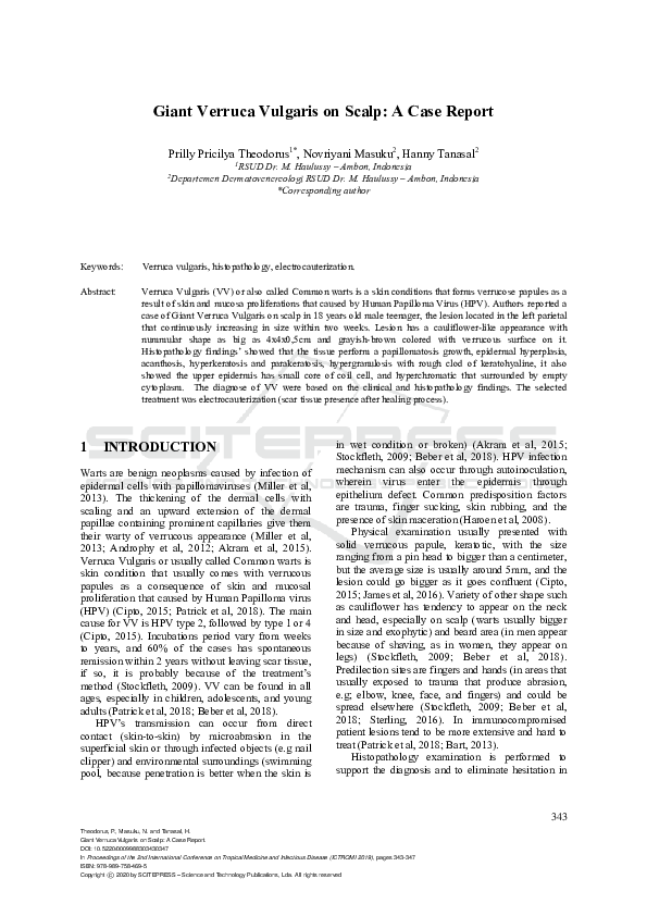 (PDF) Giant Verruca Vulgaris on Scalp: A Case Report