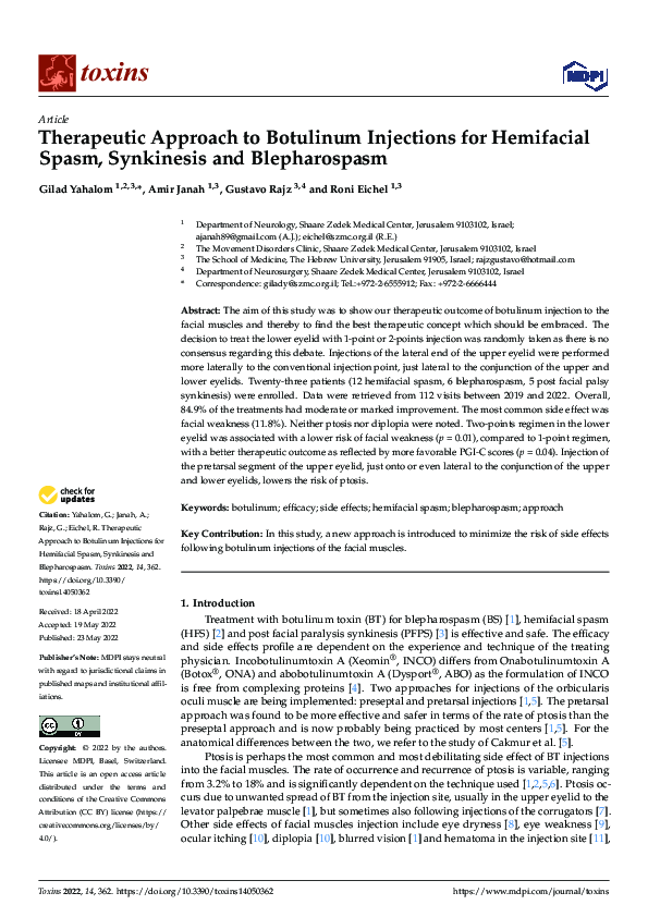 (PDF) Therapeutic Approach to Botulinum Injections for Hemifacial Spasm ...