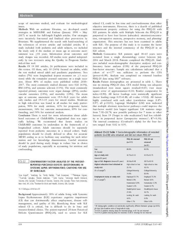 (PDF) CS-22 Confirmatory factor analysis of the patient-reported ...