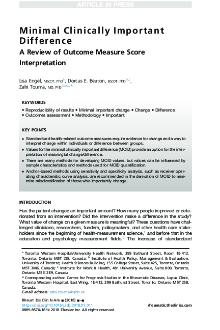 (PDF) Minimal Clinically Important Difference