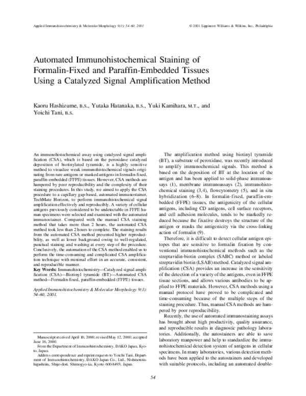 (PDF) Automated Immunohistochemical Staining of Formalin-Fixed and ...