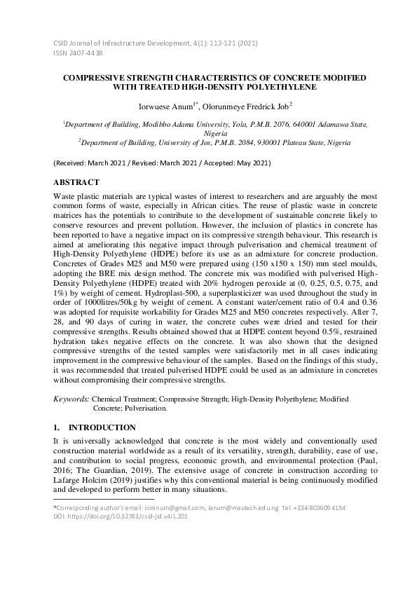 (PDF) Compressive Strength Characteristics of Concrete Modified With ...