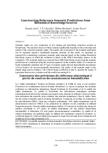 (PDF) Constructing Reference Semantic Predictions from Biomedical Knowledge Sources