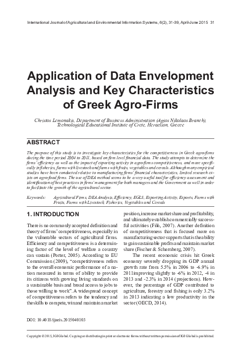 (PDF) Application of Data Envelopment Analysis and Key Characteristics ...