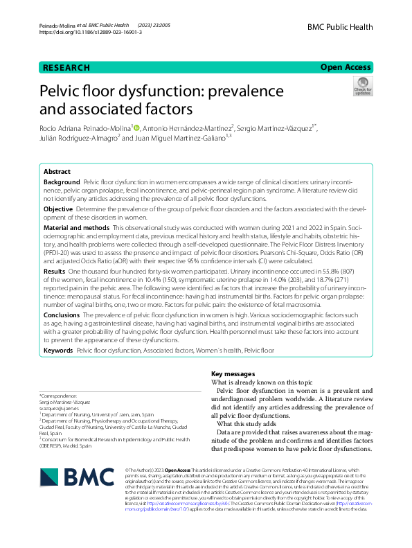 (PDF) Pelvic floor dysfunction: prevalence and associated factors