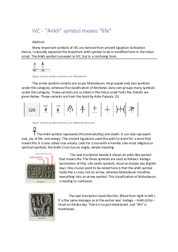 (PDF) IVC -"Ankh" symbol means "life"