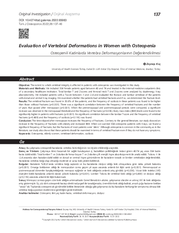 (PDF) Evaluation of Vertebral Deformations in Women with Osteopenia