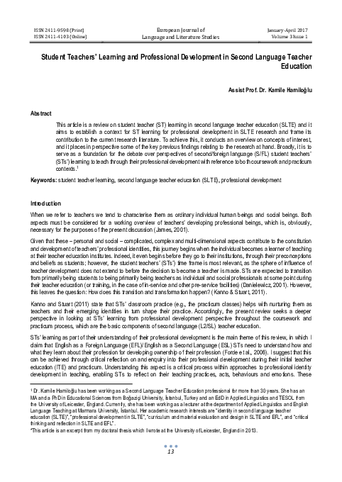(PDF) Student Teachers’ Learning and Professional Development in Second ...