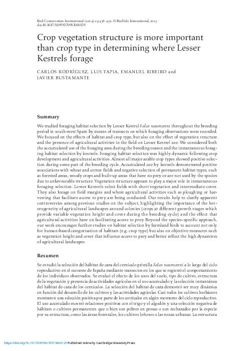 (PDF) Crop vegetation structure is more important than crop type in ...