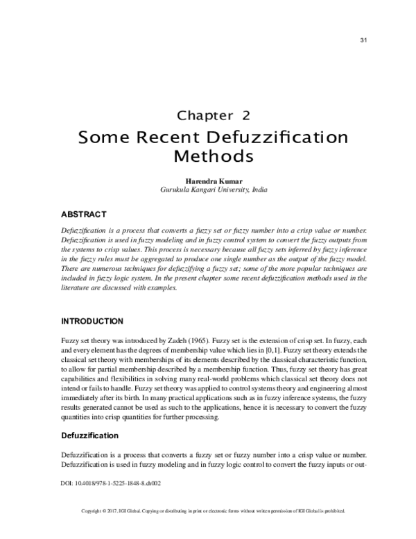 (PDF) Some Recent Defuzzification Methods
