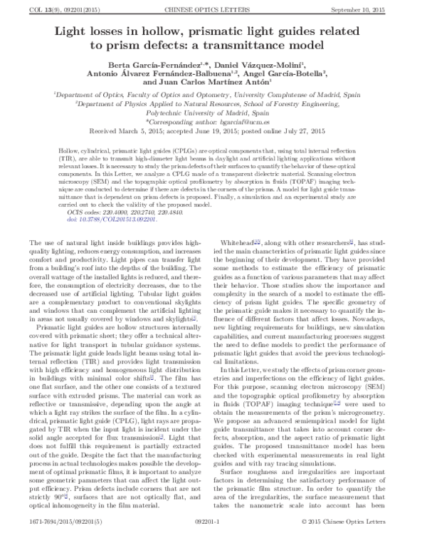 (PDF) Light losses in hollow, prismatic light guides related to prism ...