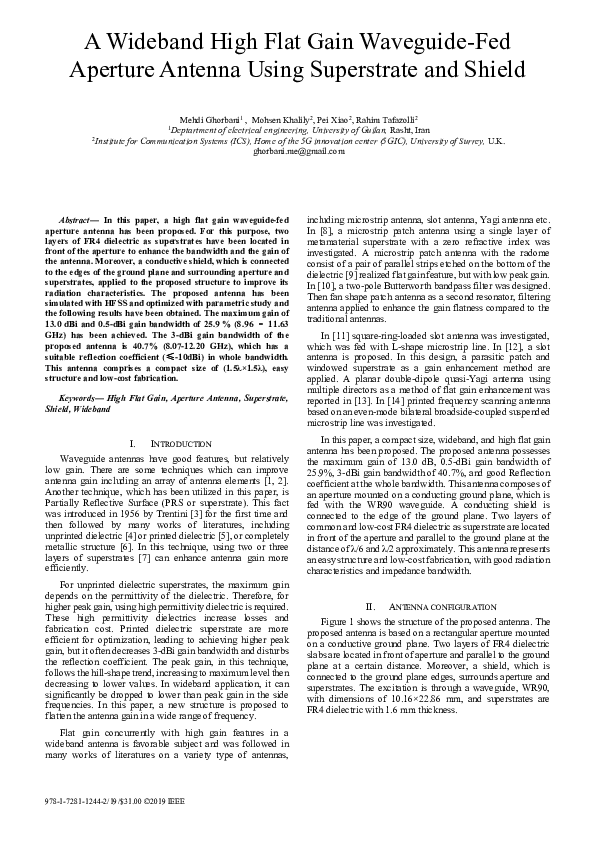 (PDF) A Wideband High Flat Gain Waveguide-Fed Aperture Antenna Using ...