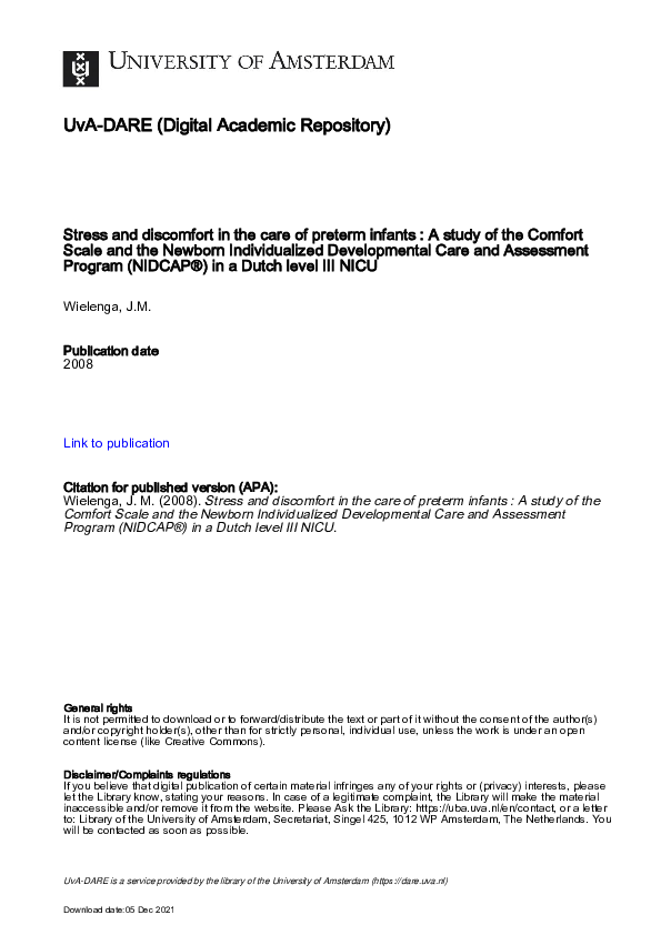 (PDF) Comfort Scale: A Reliable and Valid Method to Measure the Amount ...
