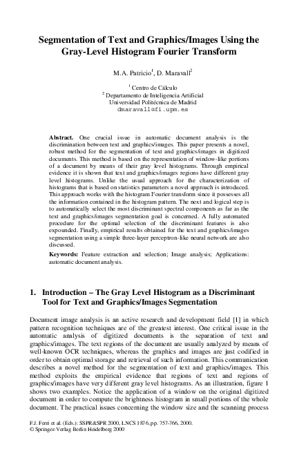(PDF) Segmentation of Text and Graphics/Images Using the Gray-Level Histogram Fourier Transform