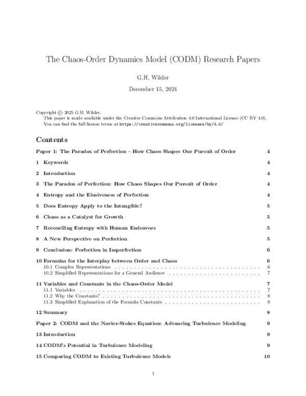(PDF) Novel Model for Turbulence: The Chaos-Order Dynamics Model (CODM)