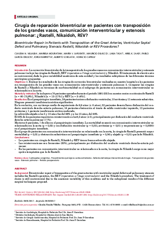 (PDF) Cirugía de reparación biventricular en pacientes con ...