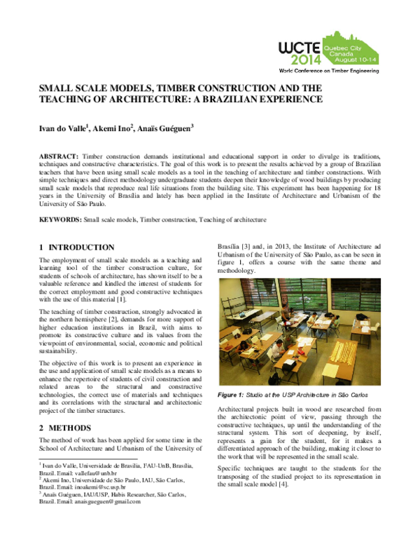 (PDF) Small scale models, timber construction and the teaching of ...