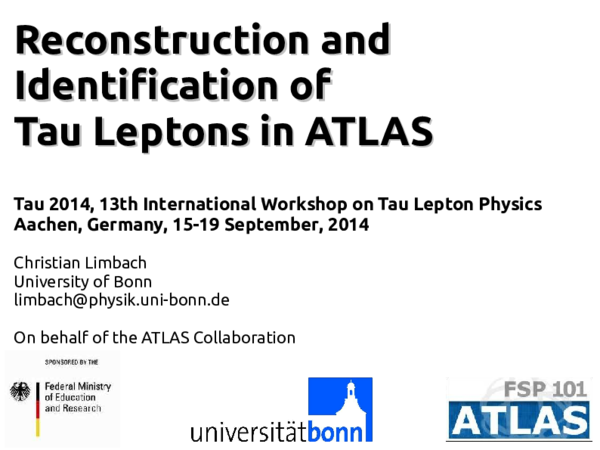 (PDF) Reconstruction and Identification of Tau Leptons in ATLAS
